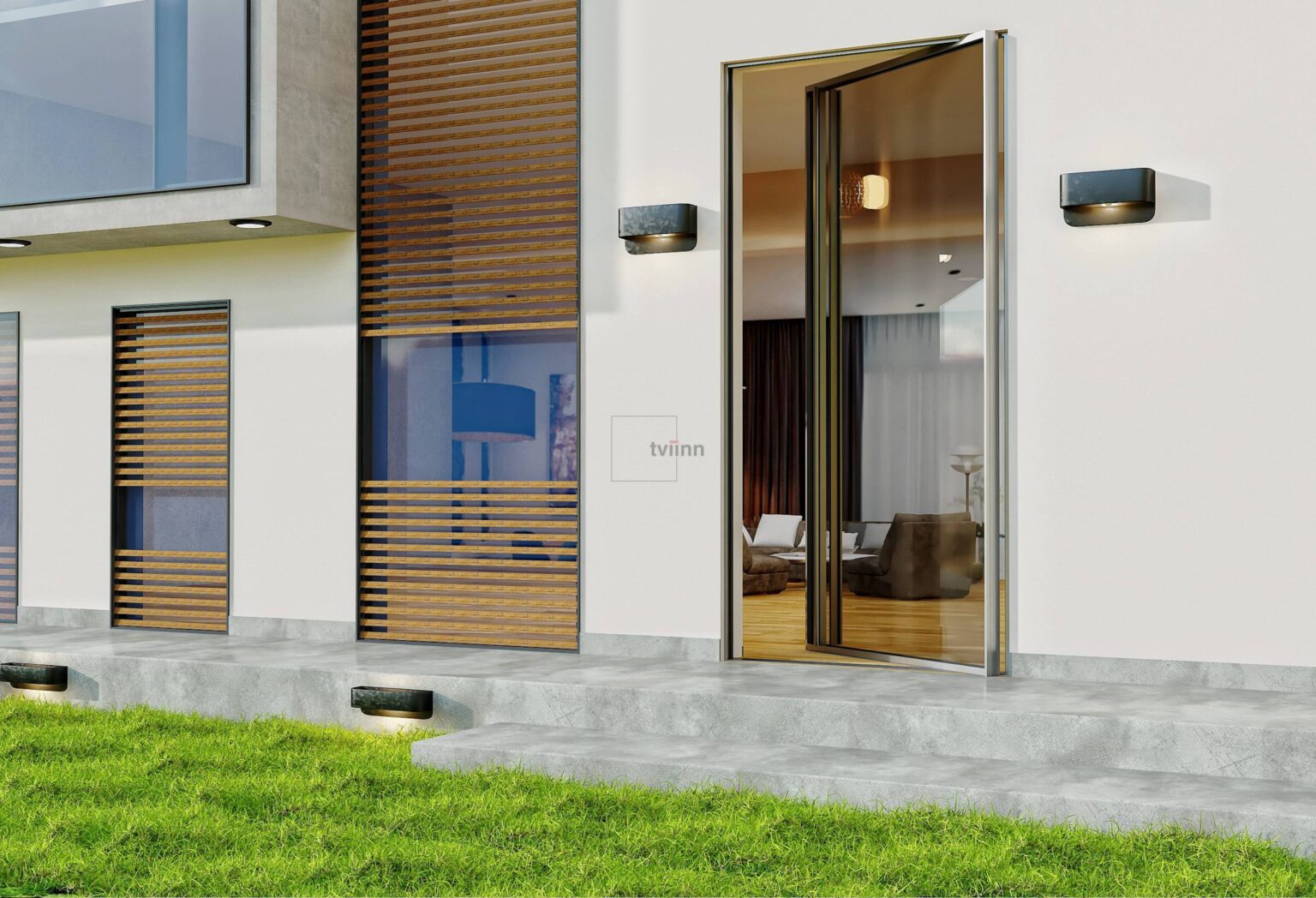 Tviinn Fan 20 - Minimal Glazed Pivot Door - Virtually Frameless